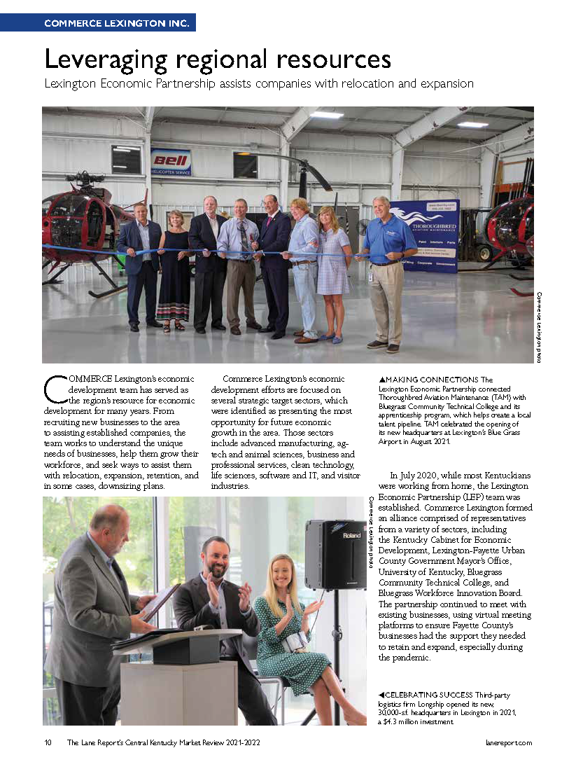 Commerce Lexington leverages regional resources - Lane Report | Kentucky Business & Economic News
